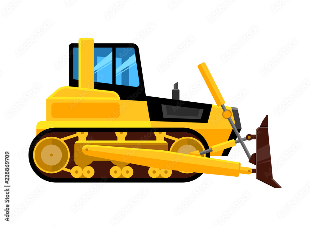 Cartoon Yellow Bulldozer Truck