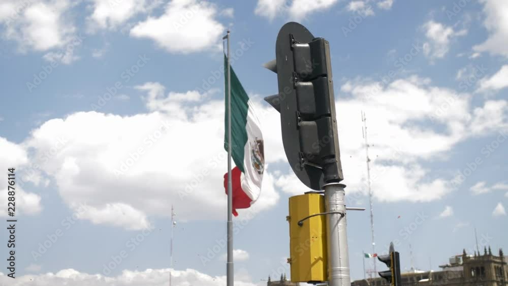 Mexico's National Flag in Mexico City Being Revealed From Behind Street ...