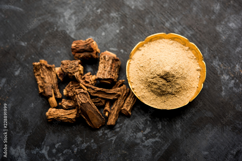 Hemidesmus indicus also known as Ananthamoola or Naruneendi or Nannari ...