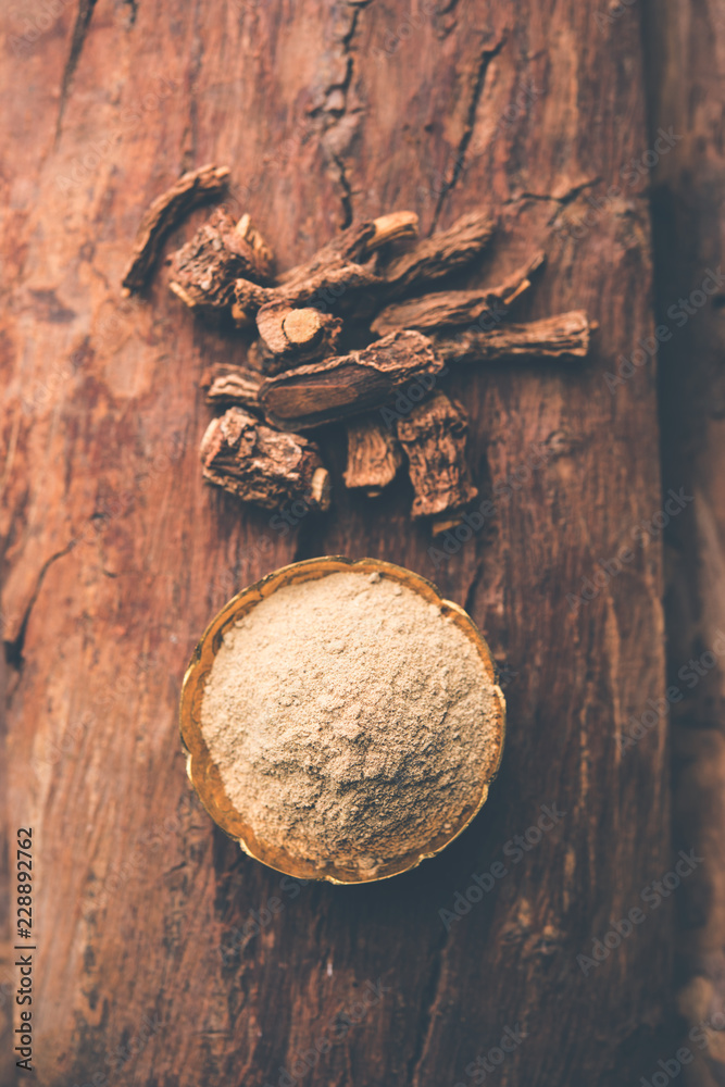 Hemidesmus indicus also known as Ananthamoola or Naruneendi or Nannari ...