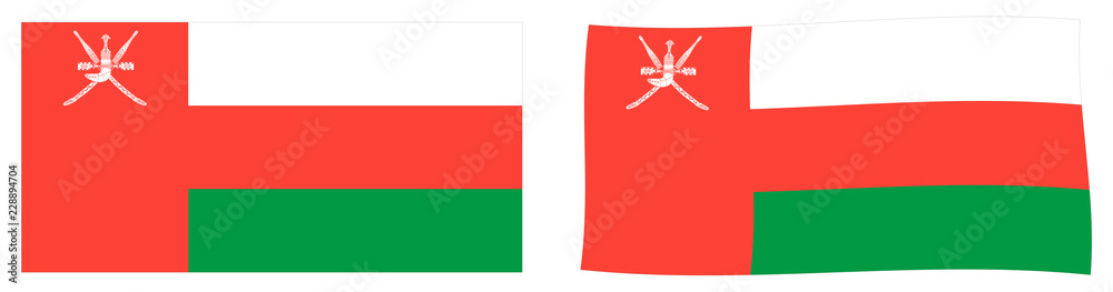 Sultanate of Oman flag. Simple and slightly waving version. Stock ...