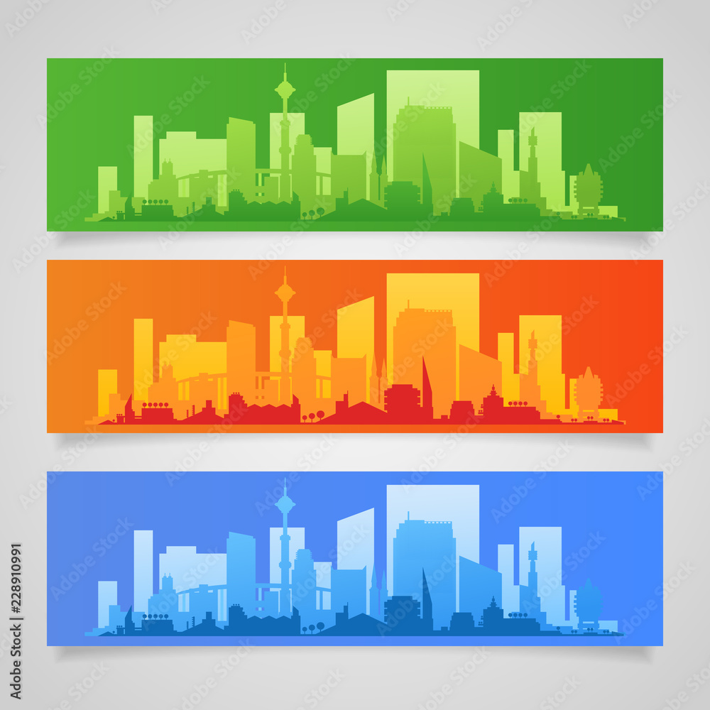 Cityscape sets with various parts of a city. Small towns or suburbs and ...