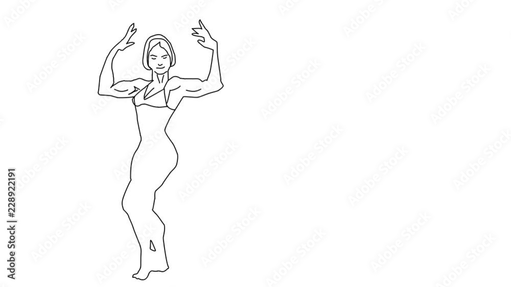 Animated sketch vector self drawing doodle female bodybuilder posing ...