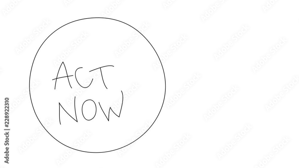 Animated sketch vector drawing doodle call to action act now button ...