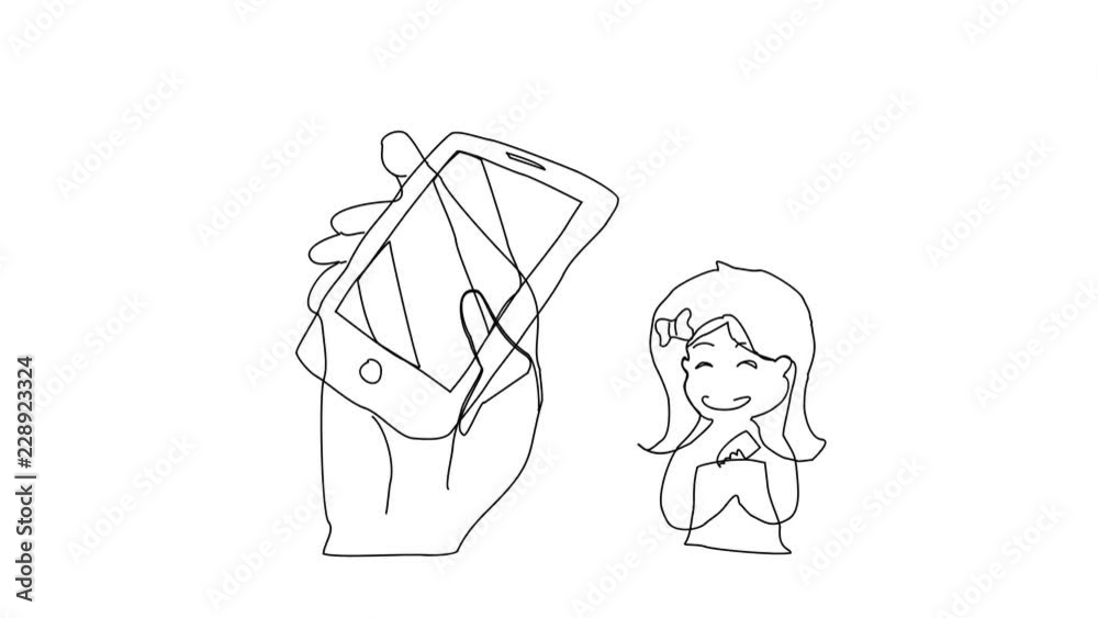 Vidéo Stock Animated sketch vector drawing doodle young girl happy ...