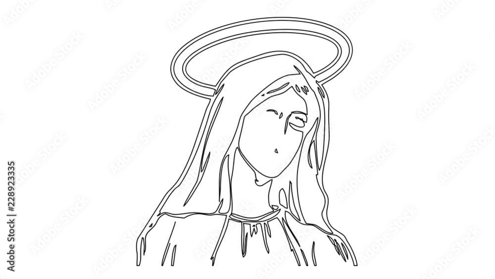 Animated sketch vector drawing doodle Christianity Saint Mary mother of ...