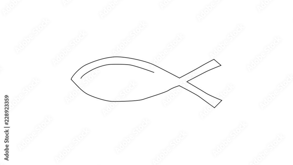 Animated sketch vector drawing doodle Christianity fish symbol drawn in ...