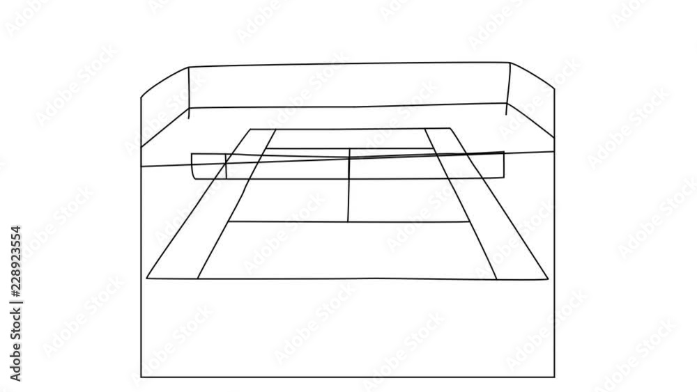 Animated sketch vector self drawing doodle empty tennis court drawn in ...