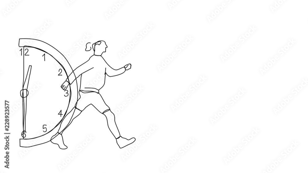 Animated sketch vector self drawing doodle woman brisk walking with ...