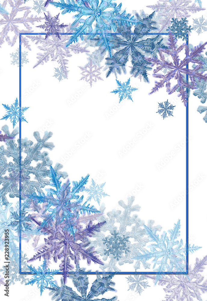 Rectangular Frame Template Decorated with Snowflake Wreath and Shadow ...