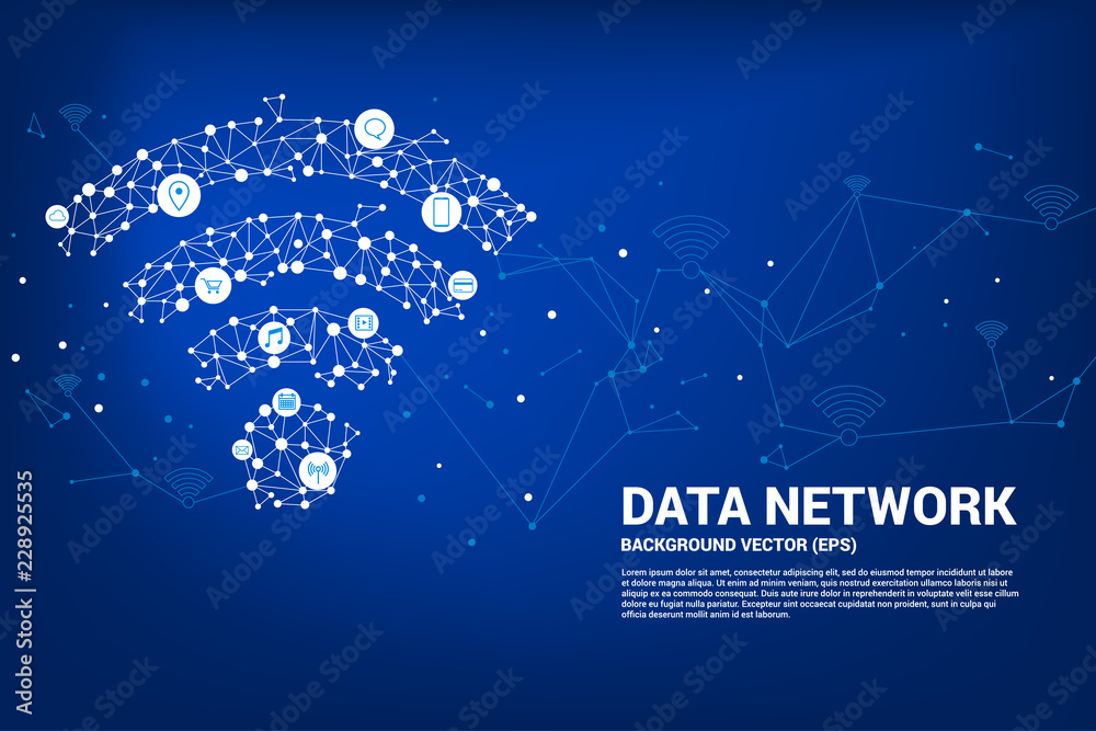 Vector Polygon mobile data icon. Concept for data transfer of mobile ...
