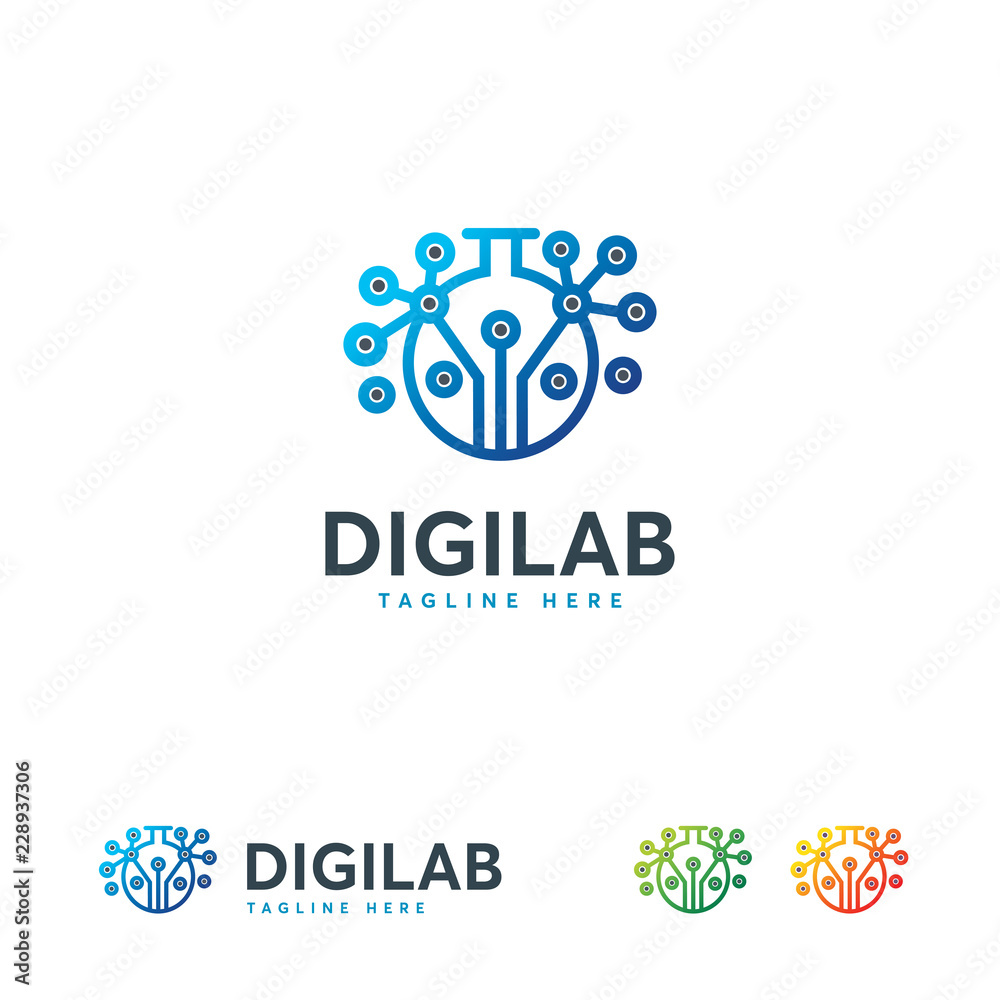 Digital Laboratory logo designs concept vector, Pixel Lab Glass logo ...