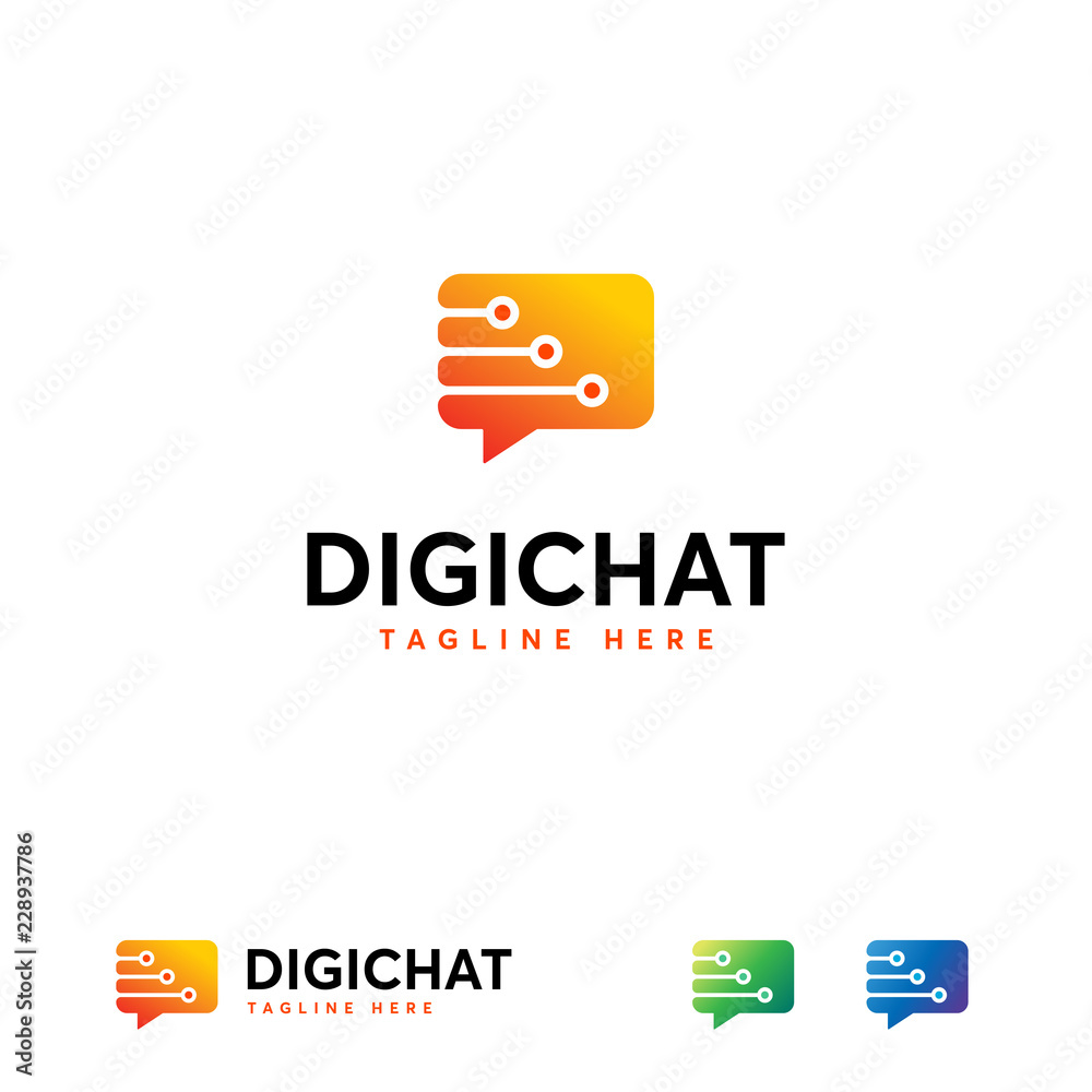 Digital Chat logo designs vector, Pixel Chat logo symbol Stock Vector ...