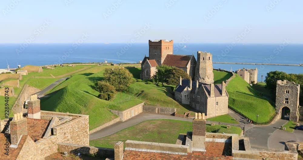 Dover Castle England to Church to English Channel to France. Dover ...