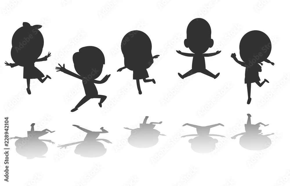 Child Jumping Black And White Clipart
