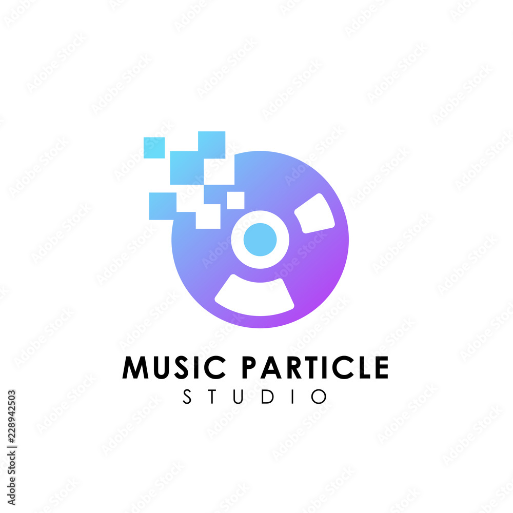 pixel vinyl music logo design template. vinyl disc vector icon symbol ...