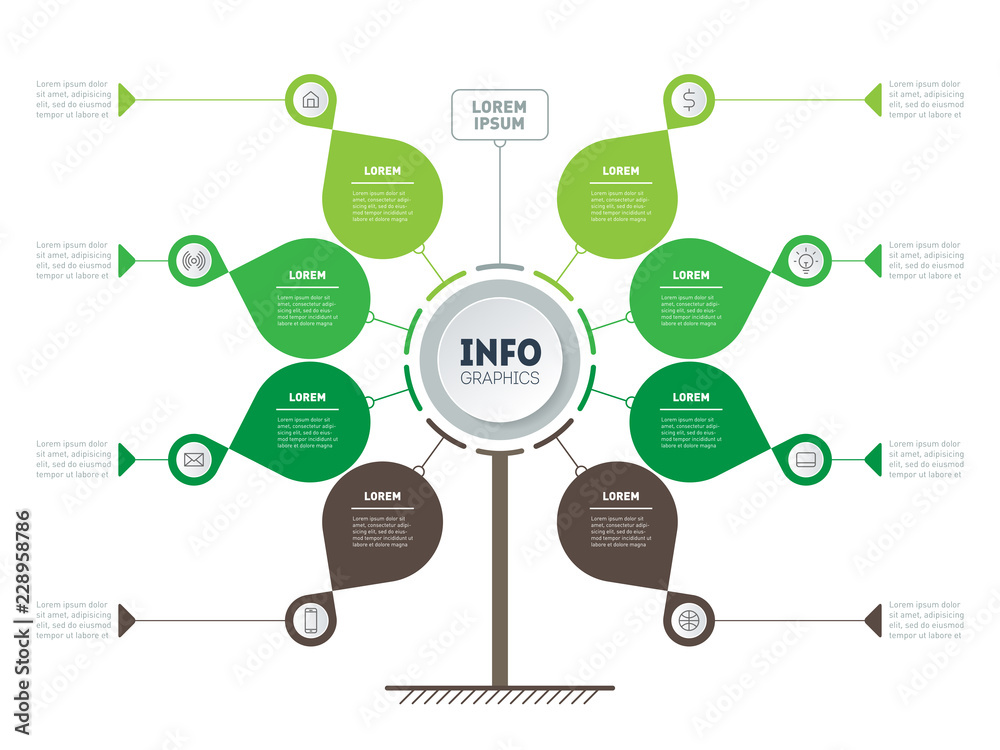 Business presentation or infographics concept with 8 options. Web ...