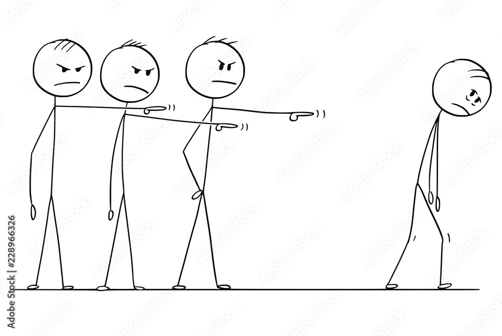 Cartoon stick drawing conceptual illustration of team of businessmen or ...