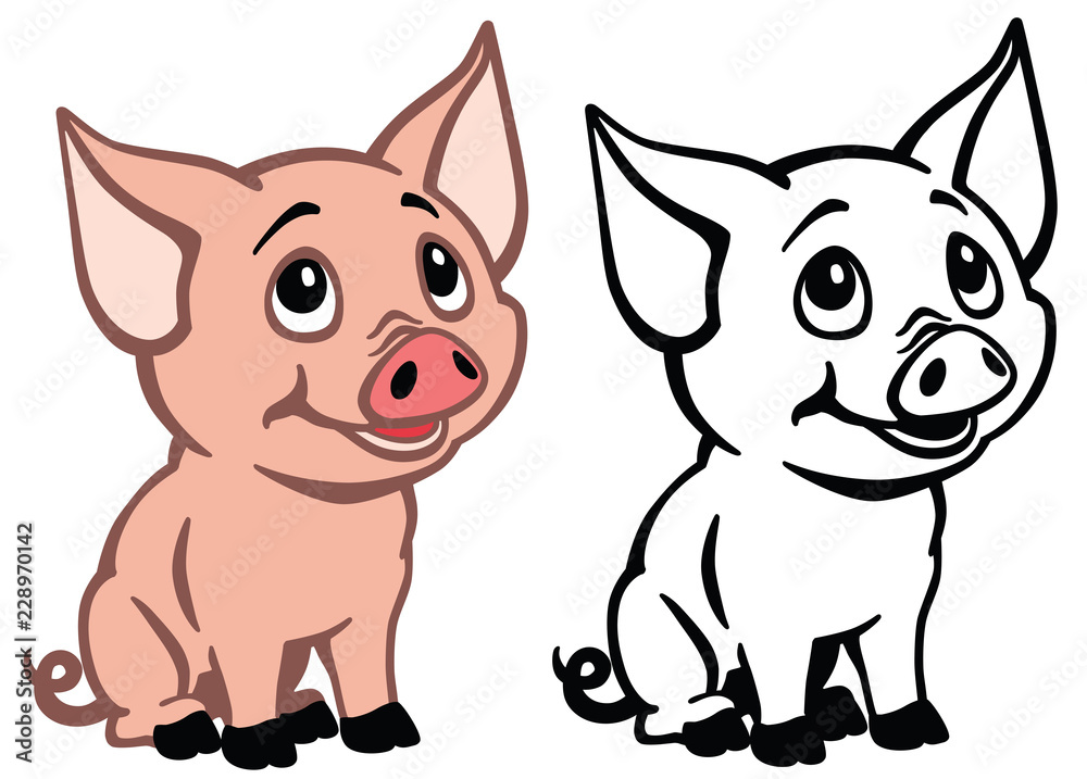 Pig Cartoon Outline