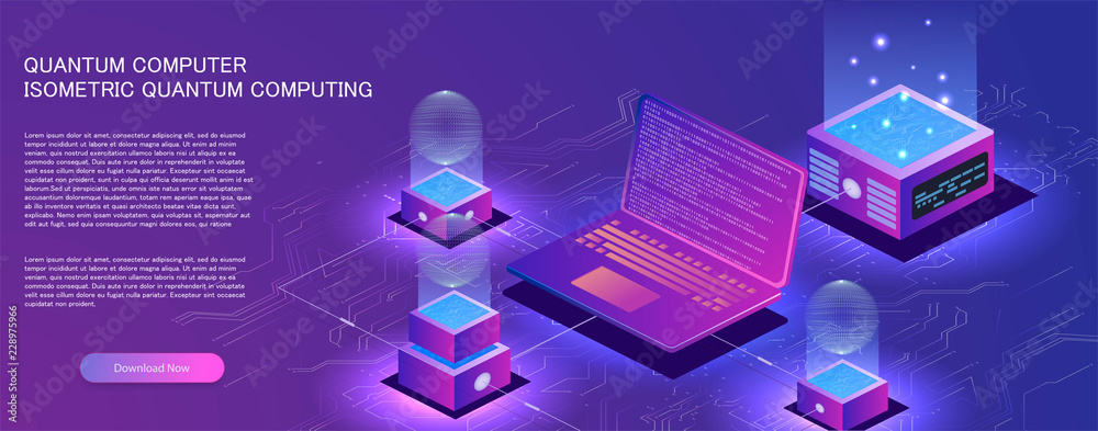 Technology isometric infographic design for quantum computer ...