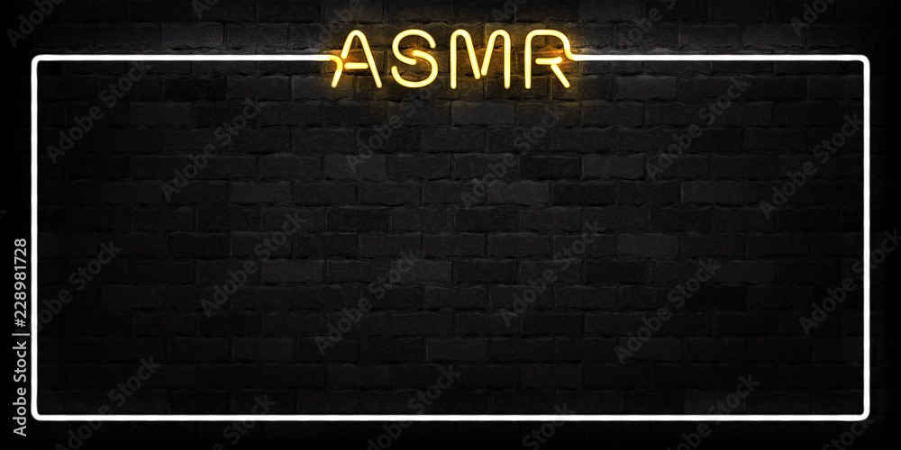 Vector realistic isolated neon sign of ASMR frame logo for decoration ...