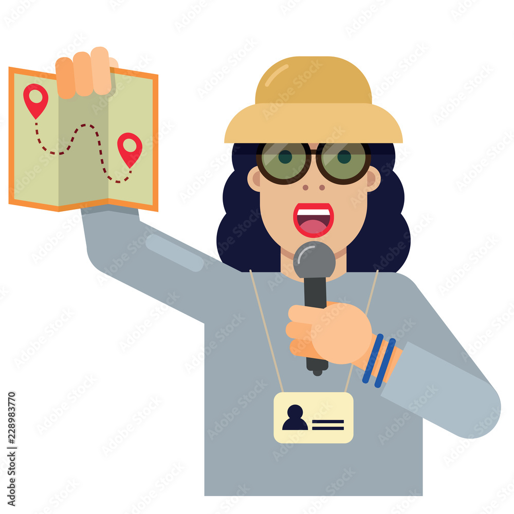 tourist guide with explanations in hand Stock Vector | Adobe Stock