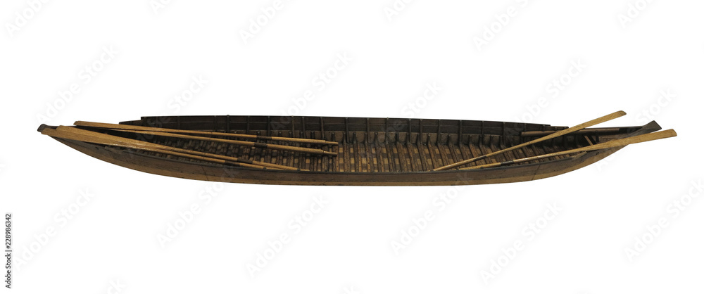 Wooden ancient old small ship model isolated on white background Stock ...