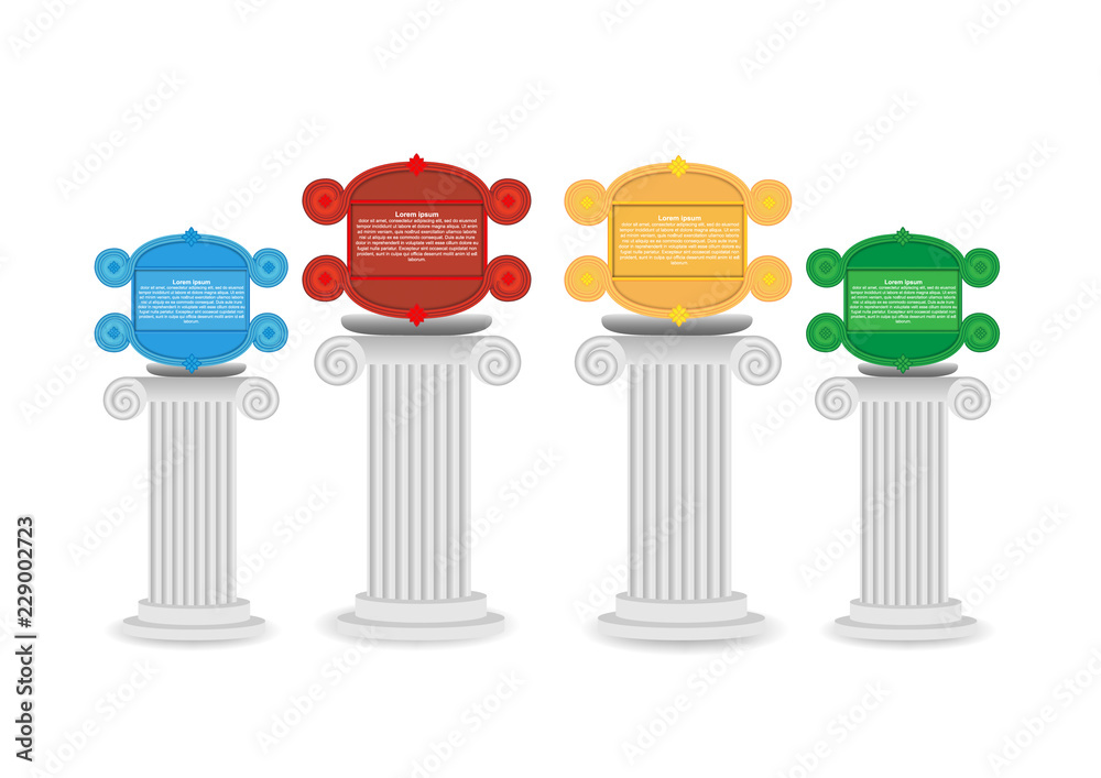 Concept and idea white Roman pillar infographic. Roman pillar vector ...