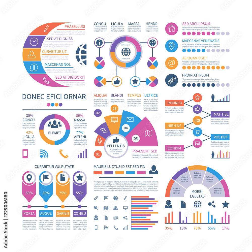 Infographic template. Financial investment graphs, process timeline ...