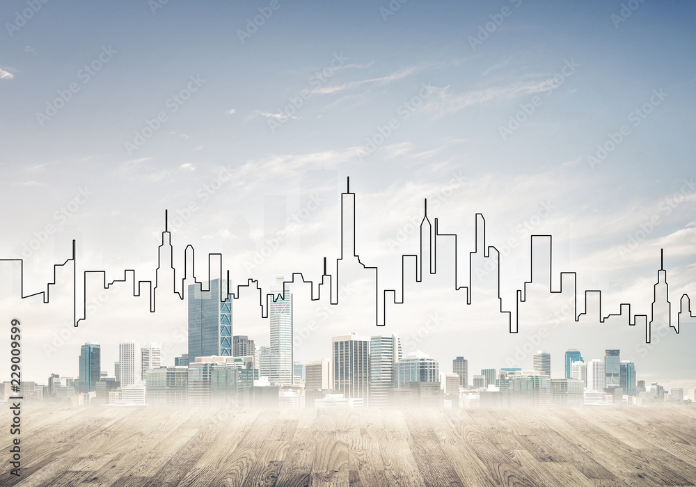 Background image with city center view as modern business life c Stock ...