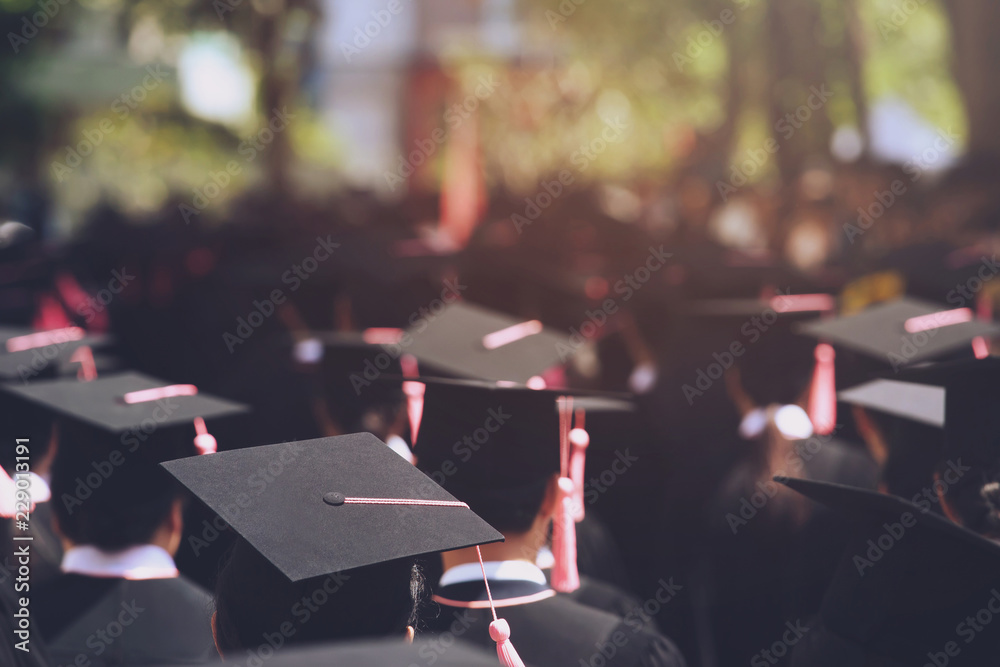 backside graduation hats during commencement success graduates of the ...