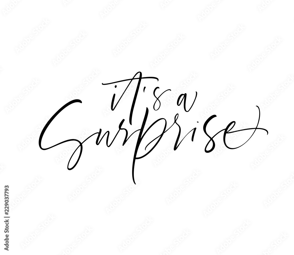 It's a surprise card. Modern vector brush calligraphy. Ink illustration ...
