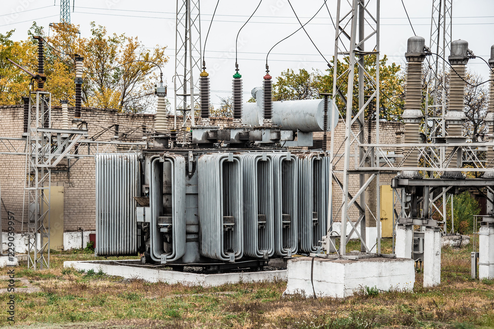 Transformer substation, high-voltage switchgear and equipment. Stock ...