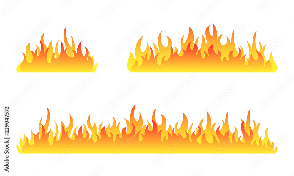 Fire collection. Fire flames vector set. Set of fire banner. Vector ...