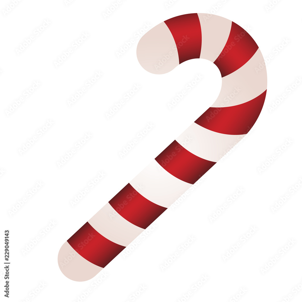 Cartoon candy cane isolated on white background. Vector cartoon close ...