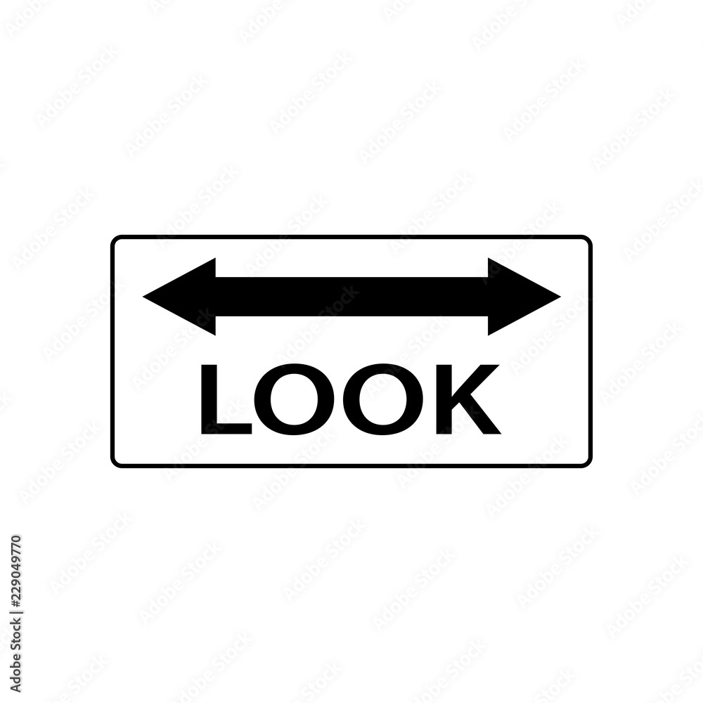 USA traffic road signs. railroad crossing ahead, look both ways for ... USA traffic road signs. railroad crossing ahead, look both ways for ...