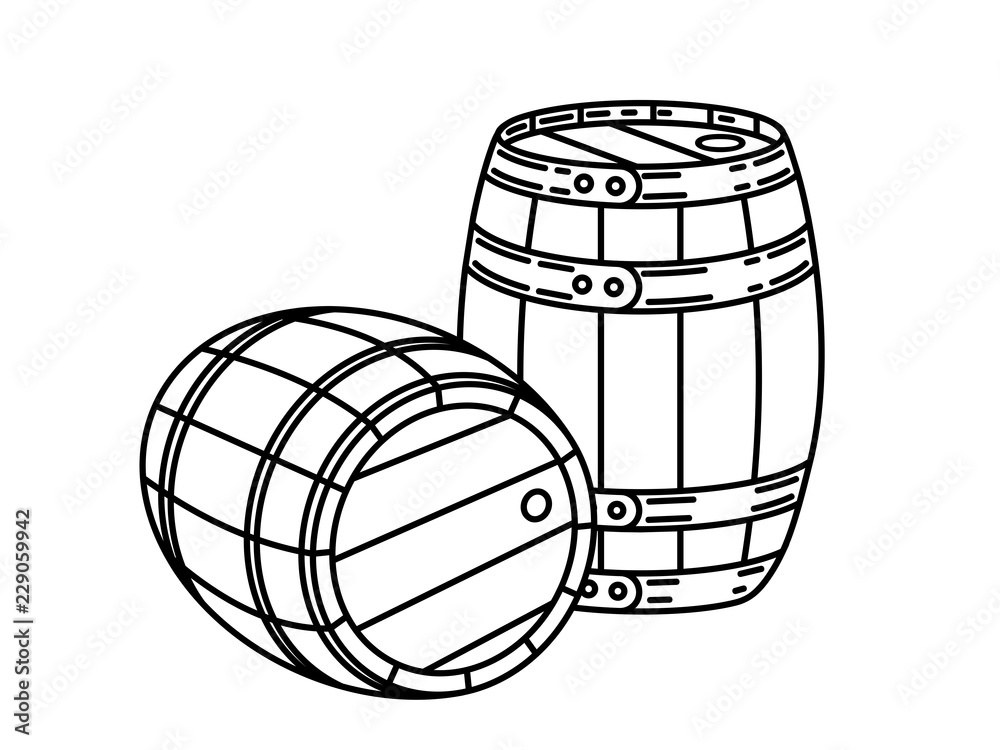 Whiskey Barrel Line Art Outline Barrel Stock Illustrations – 30,738