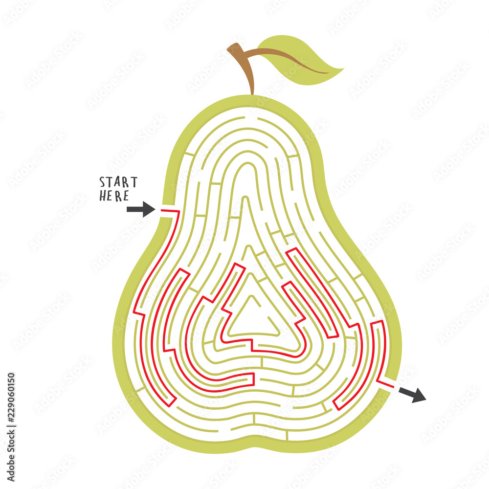 maze game for kids pear labyrinth vector puzzle illustration Stock ...