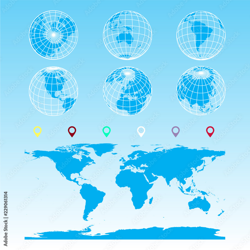 globe set, diagram, infographic, statistical charts for scientific ...