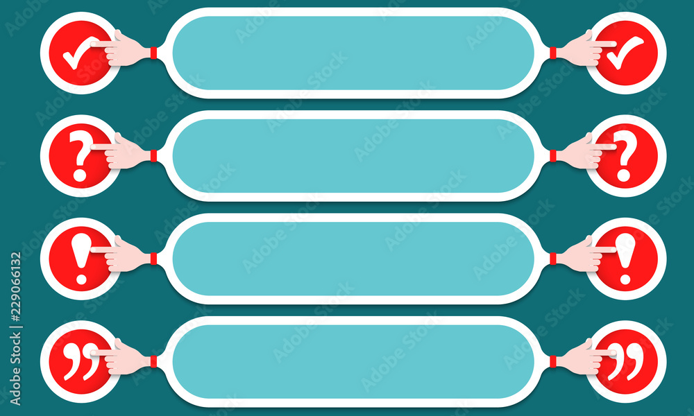 Four text boxes width check box, exclamation mark, question mark and ...