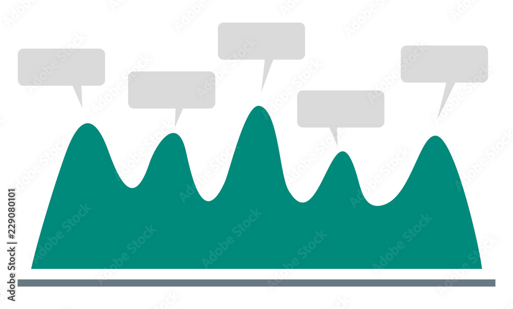 Wave chart icon. Flat illustration of wave chart vector icon for web ...