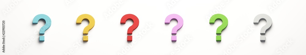 Set of Six Question Marks. Brilliant. 3D Render illustration Stock ...