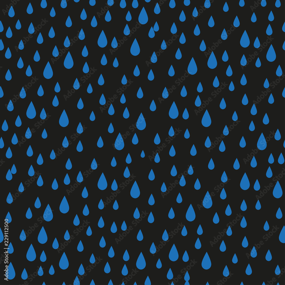 Blue raindrops on a black background. Wallpaper, seamless. Simple ...