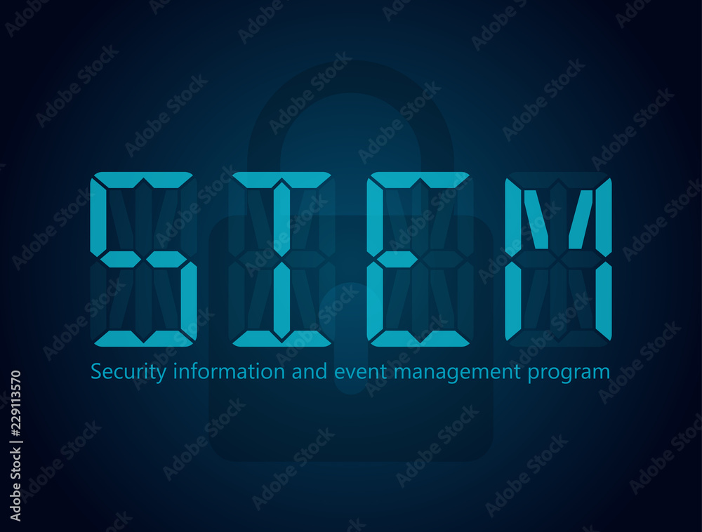 SIEM Security information and event management program Stock Vector ...