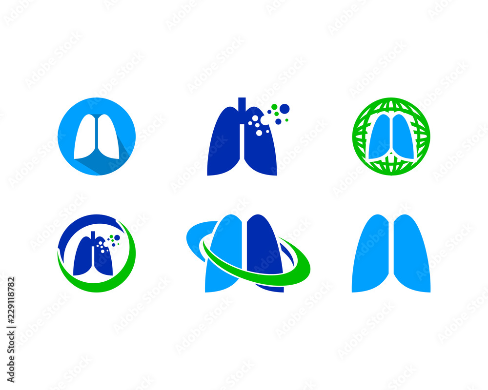 Set of Lungs Health logo template, Lung care logo designs vector Stock ...