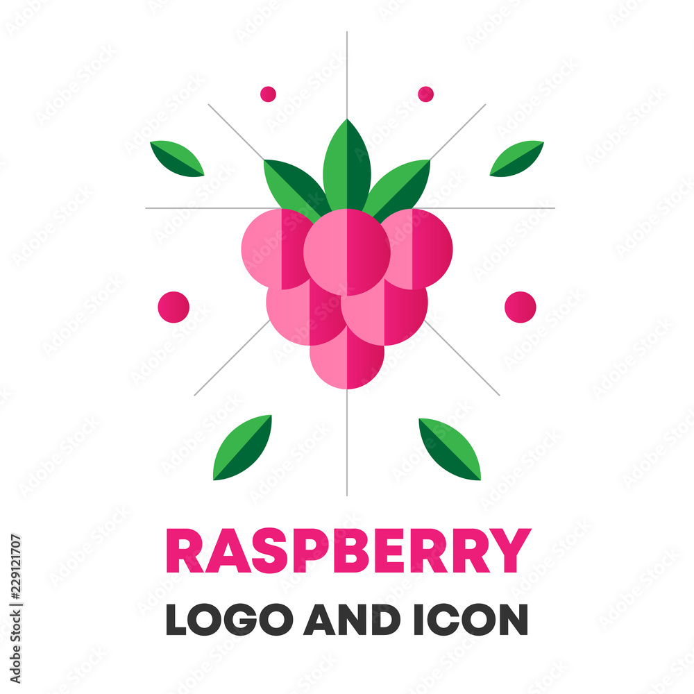Raspberry icon, logo, berry vector illustration. Flat raspberry icon ...