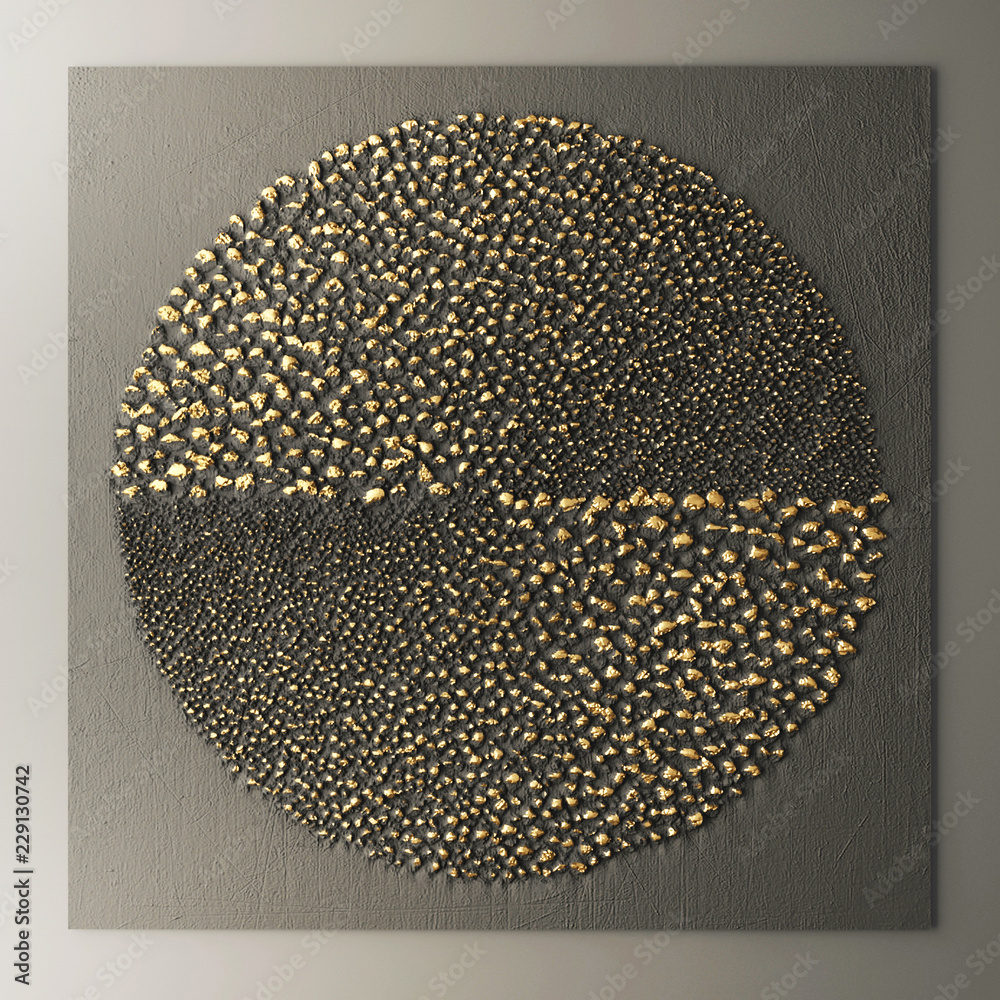 3D wall art, paintings with gold leaf Stock Photo | Adobe Stock