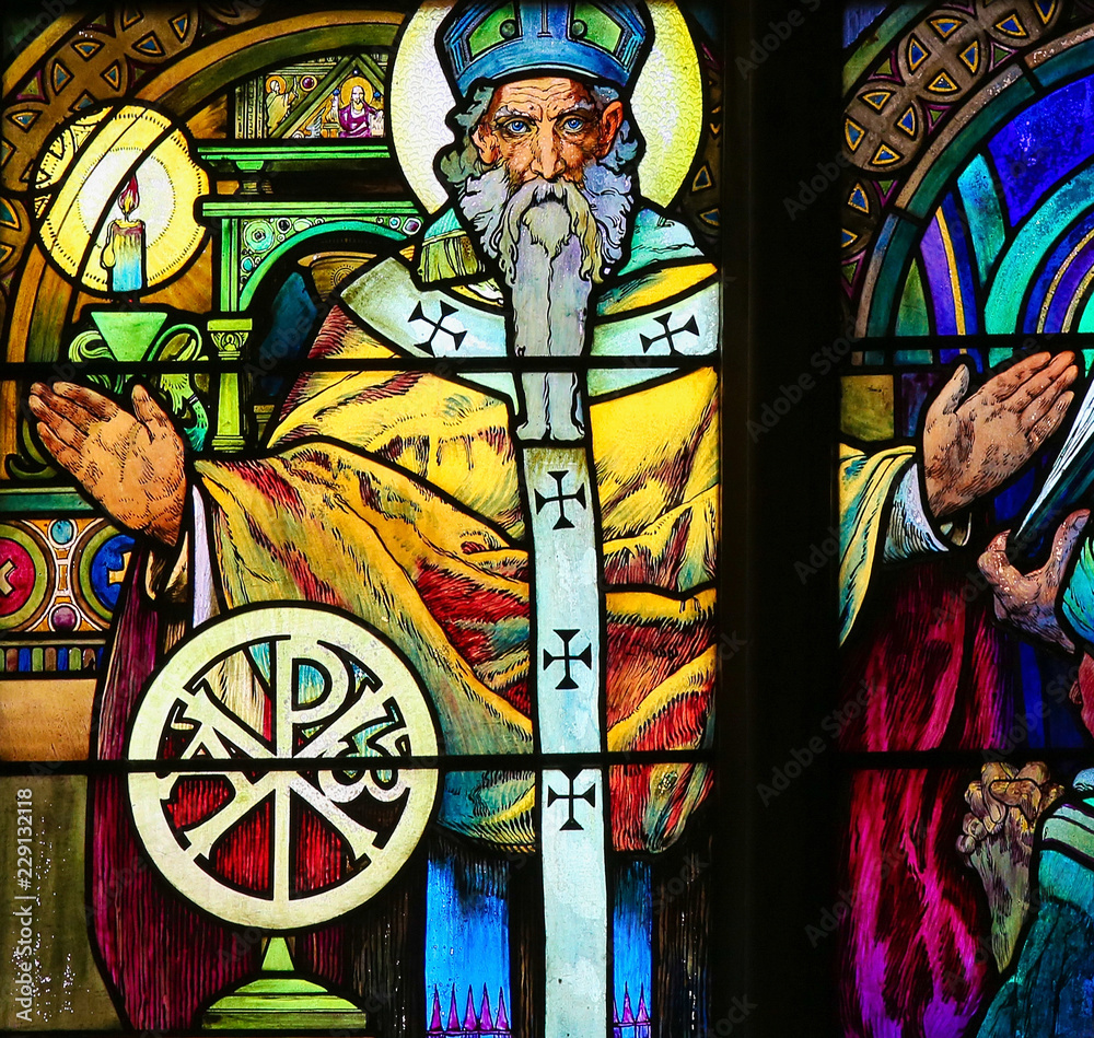 Stained Glass of Saint Methodius by Alphonse Mucha Stock Photo | Adobe ...