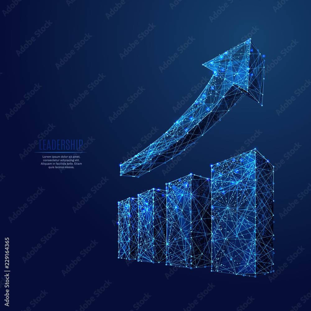 Growth chart. Business Technological concept. Polygonal abstract ...
