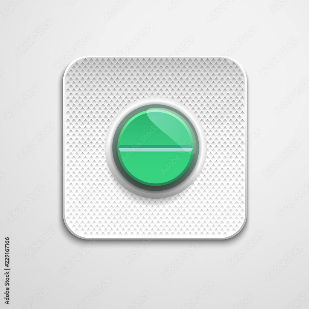 Green medicine pill in Blister Pack on white background ...